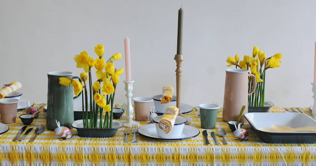 Easter tables and flowers — Falcon Enamelware